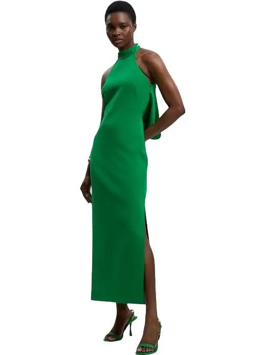 Karen Millen Soft Tailored Halterneck Maxi Dress - Green