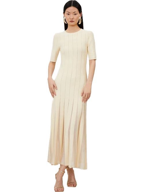 Karen Millen Petite Knit Midi Dress - Cream