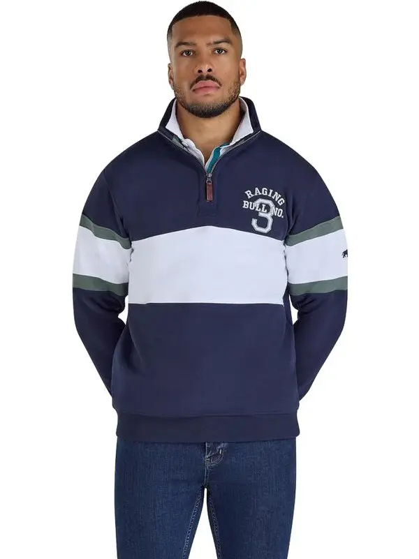RAGING BULL No. 3 Quarter Zip Sweatshirt - Navy