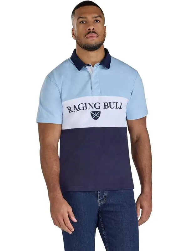 RAGING BULL Cut & Sew Rugby Shirt - Navy