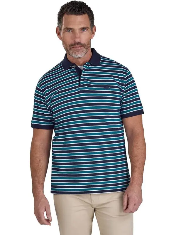 RAGING BULL Triple Stripe Pique Polo Shirt - Navy