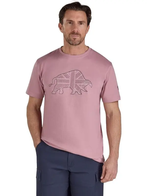 RAGING BULL Stitched Bull Crewneck T-shirt - Rose