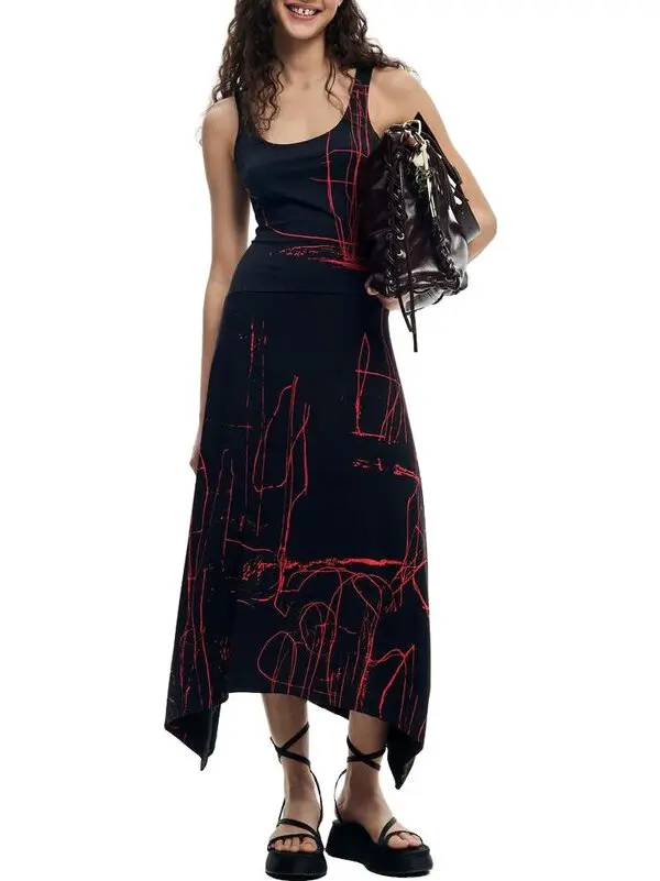 Desigual Abstract Print Sleeveless A-line Dress - Black