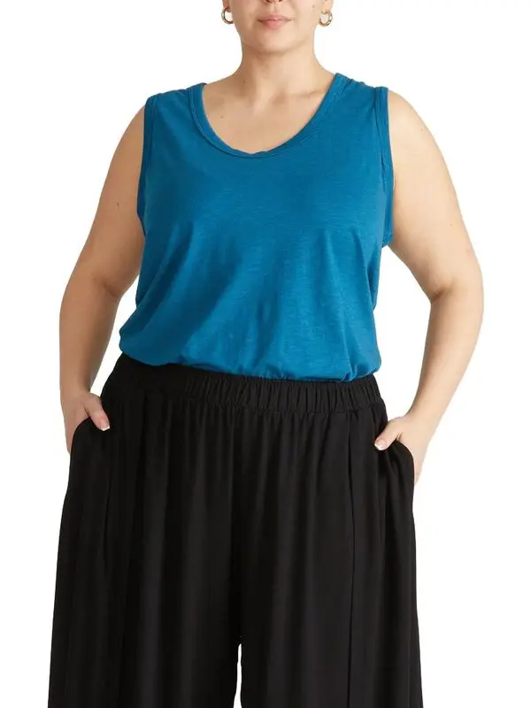 Universal Standard Signature Jersey Scoop Neck Tank - Ink Blue