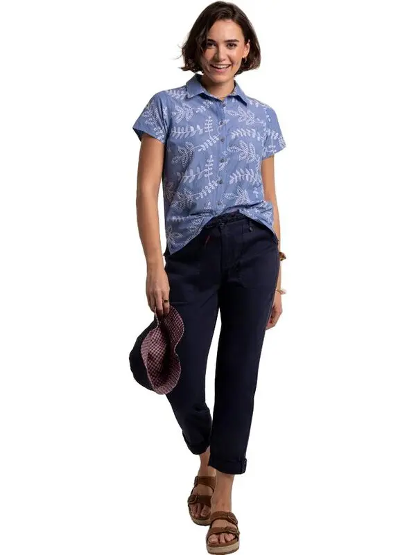 BRAKEBURN Kesha Embroidered Cotton Blouse - Blue