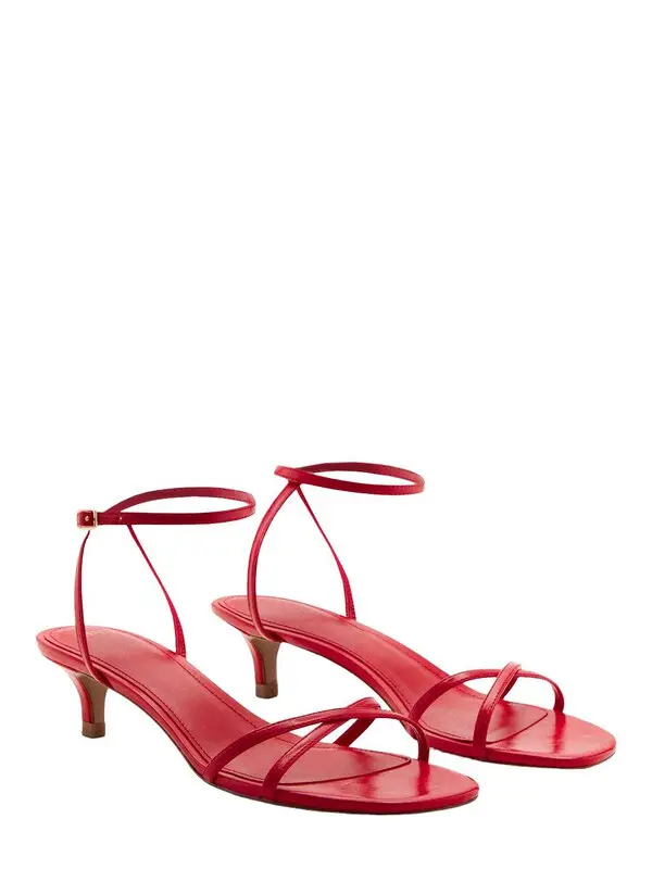 Mango Strappy Kitten Heel Sandal - Red