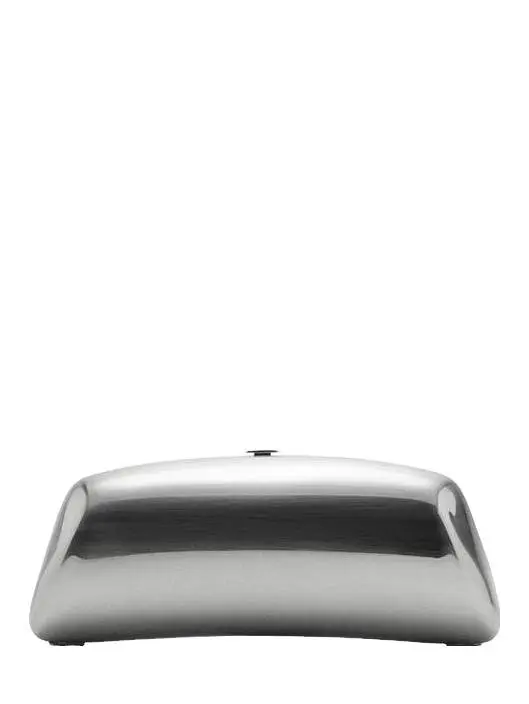 Mango Metallic Frame Clutch With Chain Strap - Silver