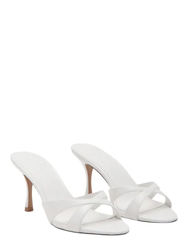 Mango Criss-cross High Heel Slide Sandals - White