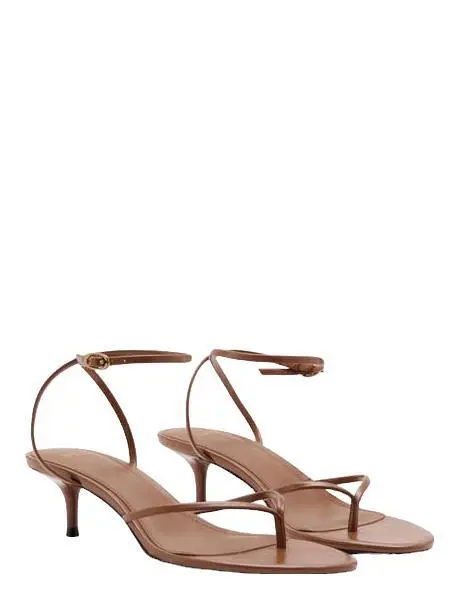 Mango Minimalist Faux Ankle Strap Sandals With Pin Heel - Leather