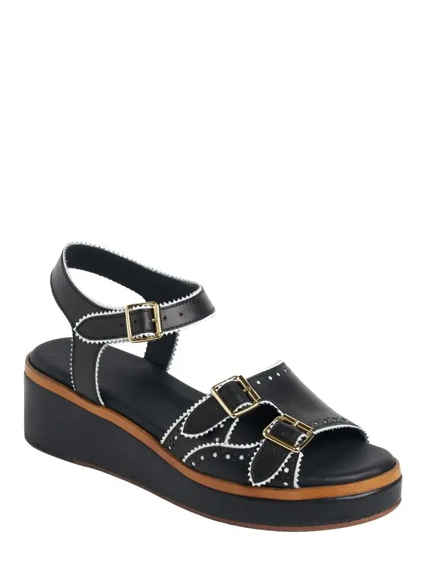 THE OFFICE OF US Miss Gia Leather Platform Sandal - Black/white