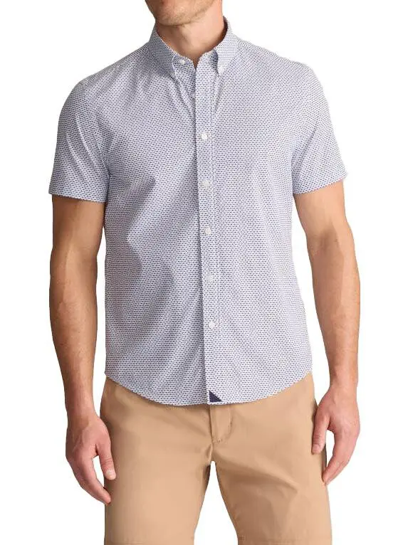 UNTUCKIT Microprint Short Sleeve Performance Button-down Shirt - Navy