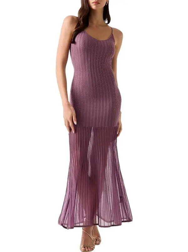 Guess Meena Rib Knit Sheer Maxi Dress - F45y-open