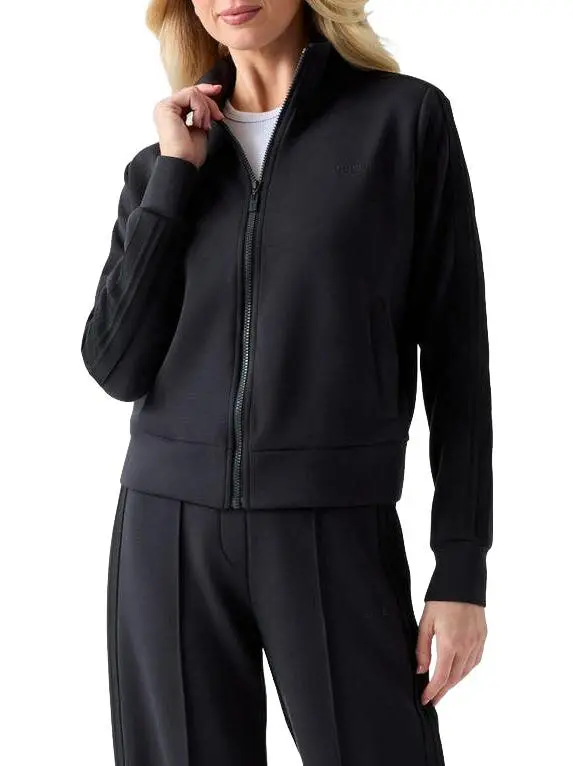 Guess Lyra High Neck Zip-up Jacket - Black
