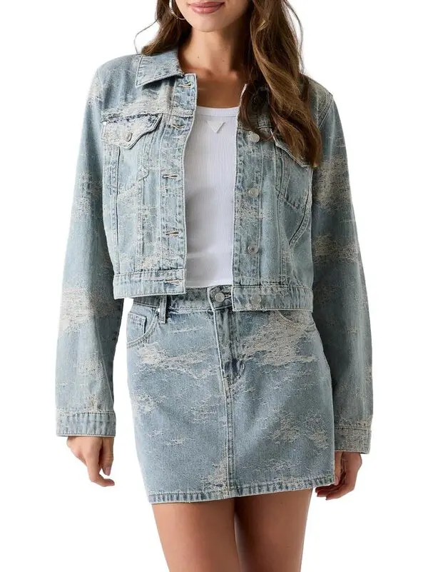 Guess Billie Distressed Denim Jacket - Light Wash