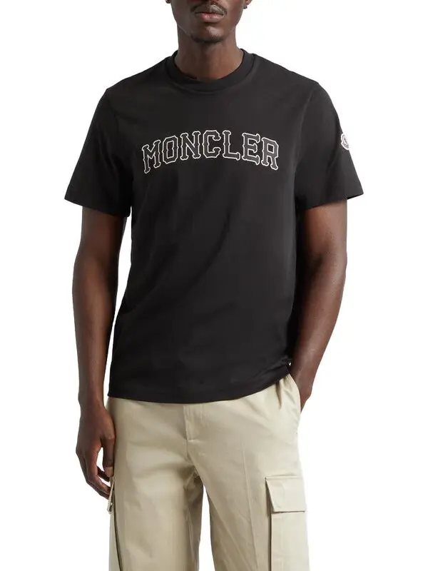 Moncler Logo Patch Graphic T-shirt - Black