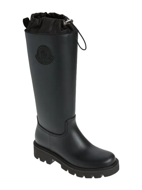 Moncler Knee-high Waterproof Rain Boots With Lug Sole - Black