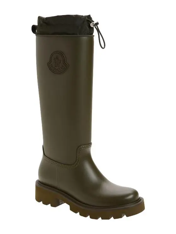 Moncler Knee-high Waterproof Rain Boots With Lug Sole - Winter Moss