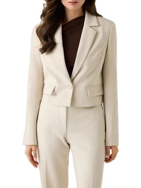 Guess Single-breasted Cropped Blazer - Medium Beige