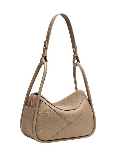 MI BOLSA LONDON Carnaby Togo Leather Shoulder Bag - Grey