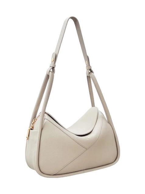 MI BOLSA LONDON Carnaby Genuine Pebble Leather Shoulder Bag - White