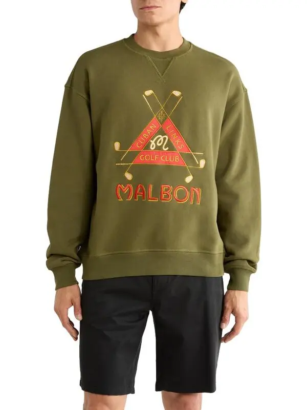 MALBON Embroidered Cotton Sweatshirt - Chive