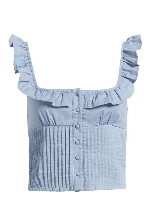 PETAL & PUP Dervla Pintuck Ruffle Tank - Blue