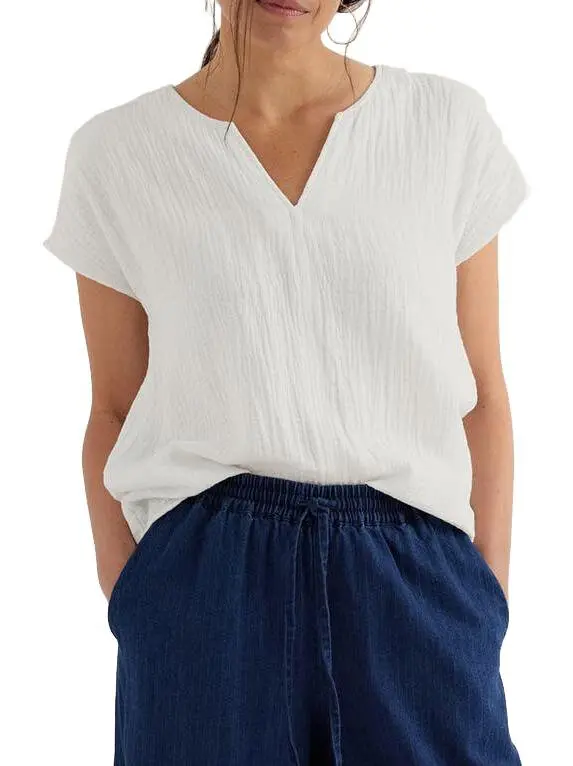 SEASALT CORNWALL Organic Cotton Gauze Top - Chalk