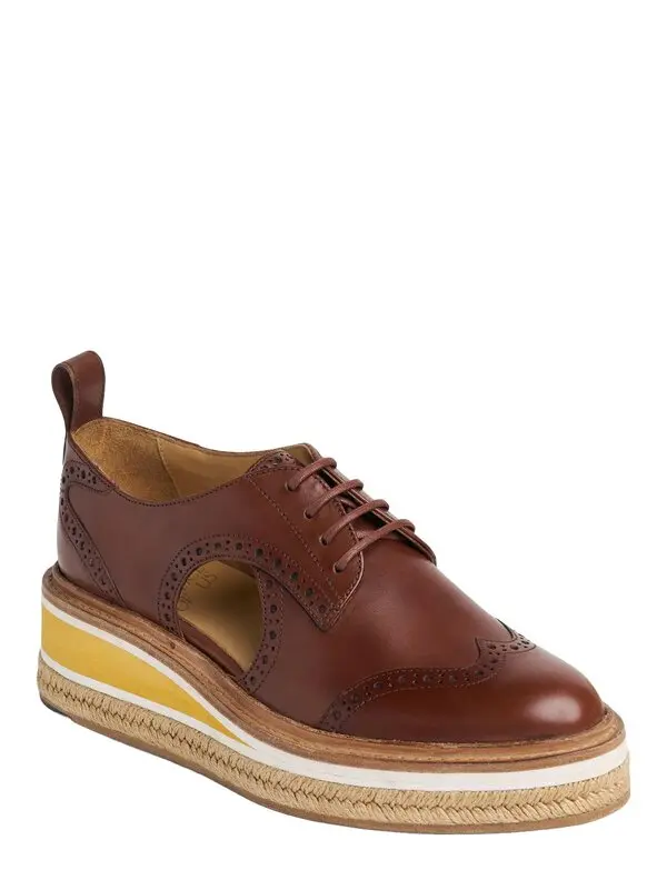 THE OFFICE OF US Ms. Sherman Leather Derby With Platform Sole - Walnut