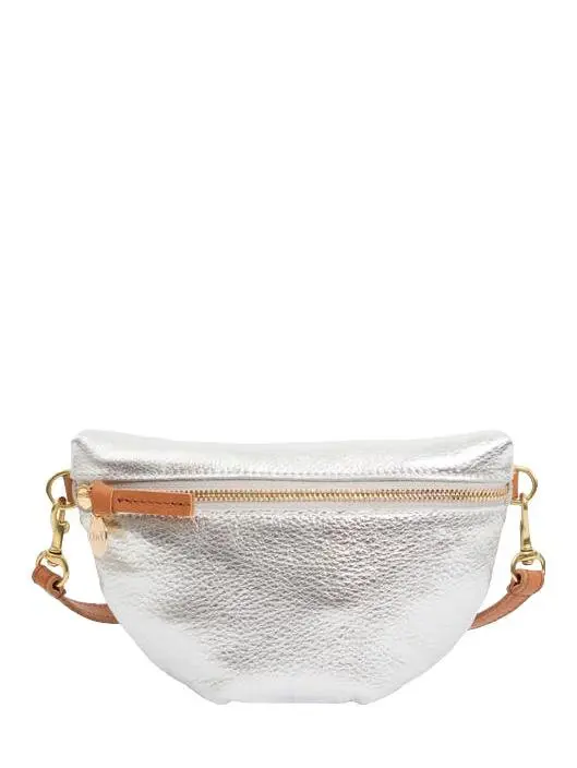 Clare V. Petit Metallic Leather Belt Bag - Silver