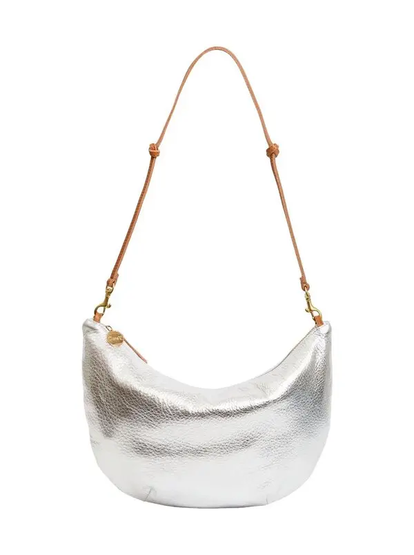 Clare V. Lune Metallic Leather Shoulder Bag - Silver