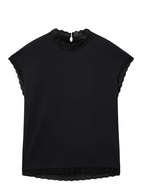 ALLSAINTS Organic Cotton Lace Trim Tank Top - Black