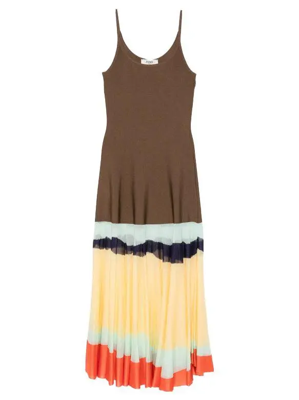 Fendi Day Dress With Horizontal Stripes - Brown