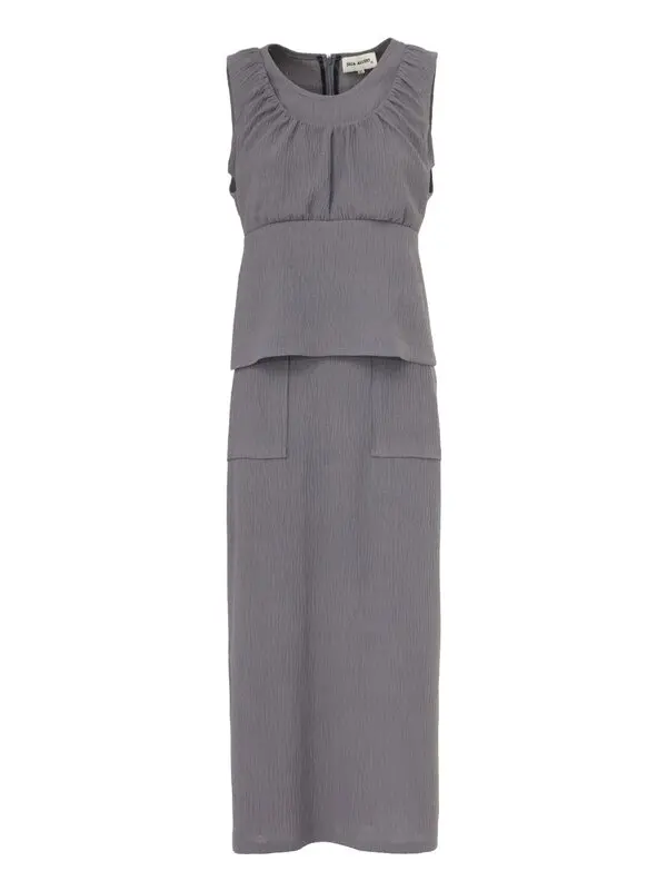 JULIA ALLERT Sleeveless Crinkled Top And Maxi Skirt Set - Grey