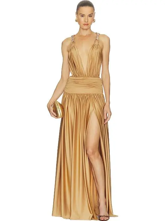 BRONX BANCO Tula Embellished Dress - Tan