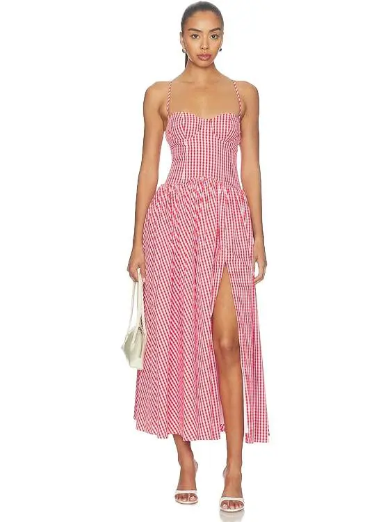 Majorelle Roma Dress In Gingham - Red
