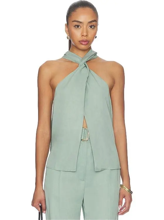 Matthew Bruch Twist Halter Top - Teal