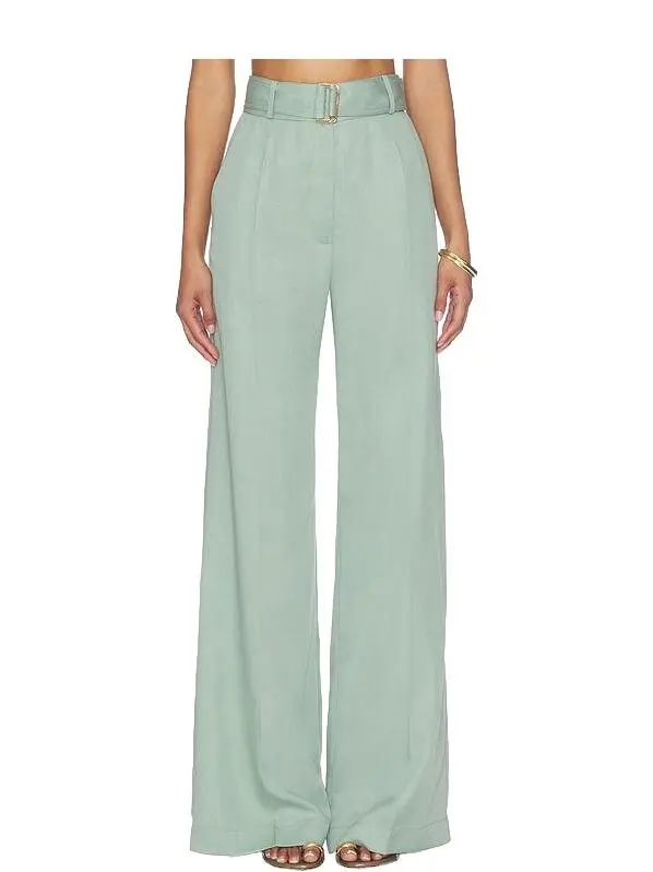 Matthew Bruch Belted Wide Leg Trousers - Teal