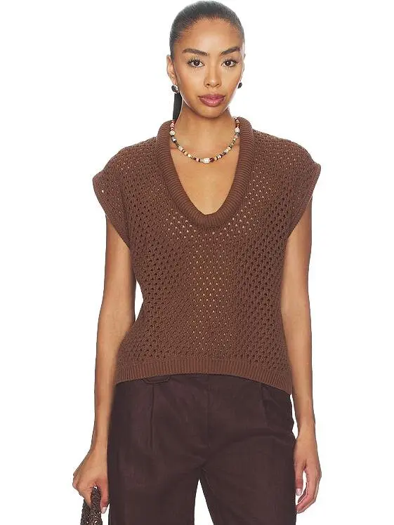 PISTOLA Beck Open Knit Cropped Sweater - Java