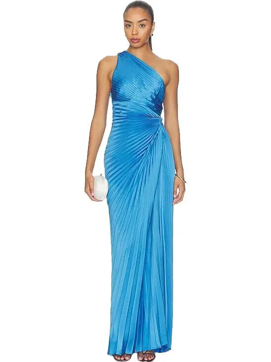A.L.C. One-shoulder Gown With Pleated Detailing - Capri