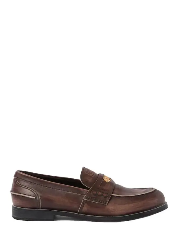 Miu Miu Vintage Effect Leather Loafers - Multicolor