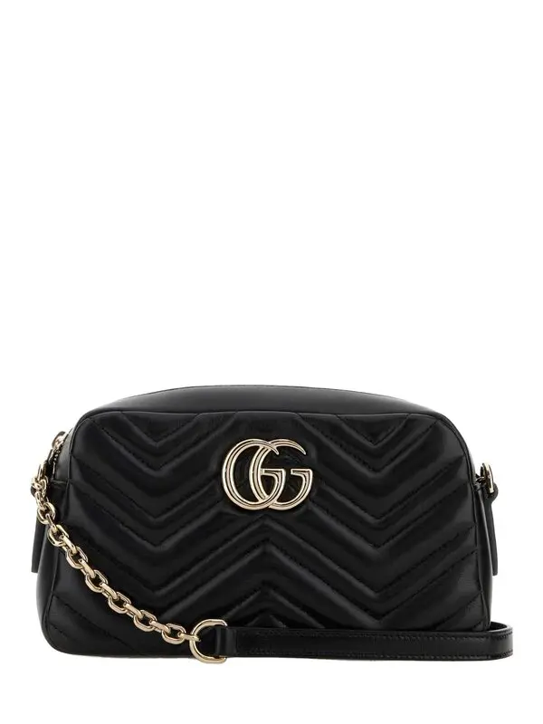 Gucci Nappa Leather Gg Marmont Crossbody Bag - Black
