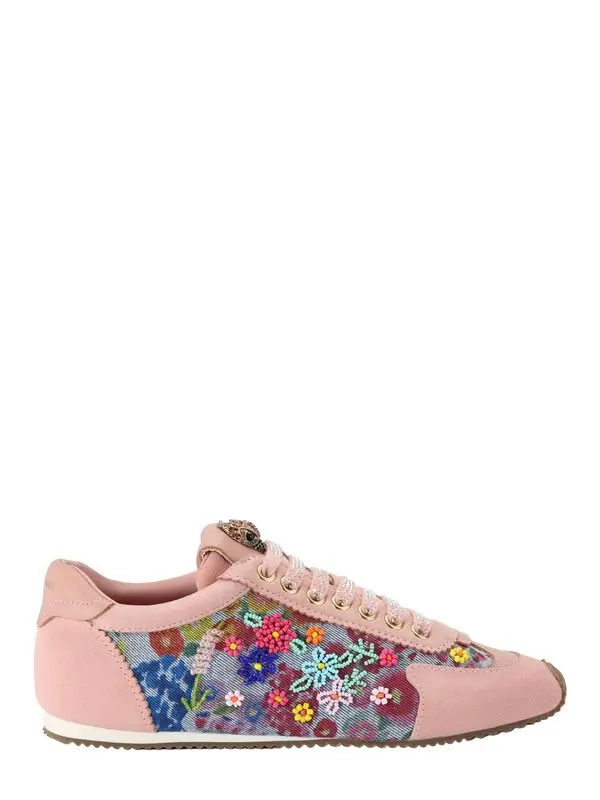 Kurt Geiger Embellished Floral Lace-up Sneakers - Blue