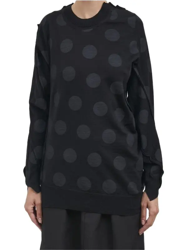 Junya Watanabe Long Sleeve Sweater With Polka Dot Pattern - Black