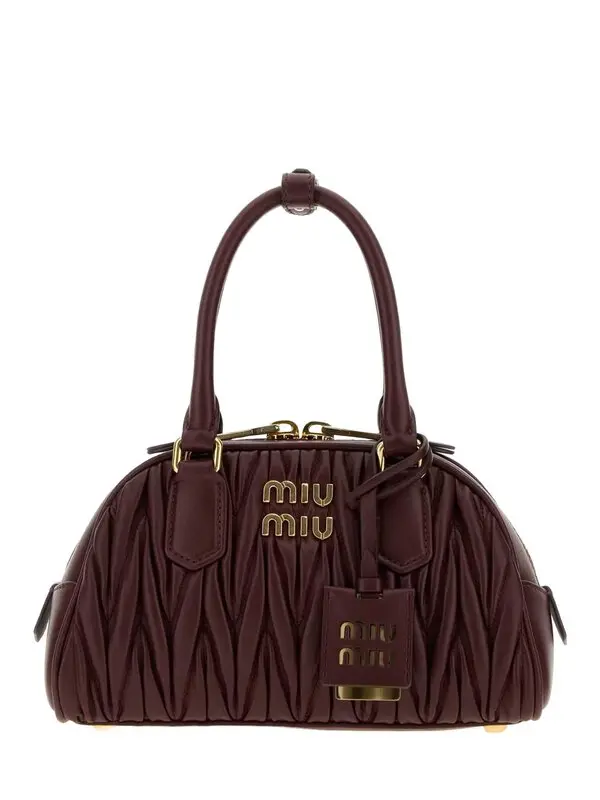 Miu Miu Burgundy Nappa Leather Arcadie Handbag - Red