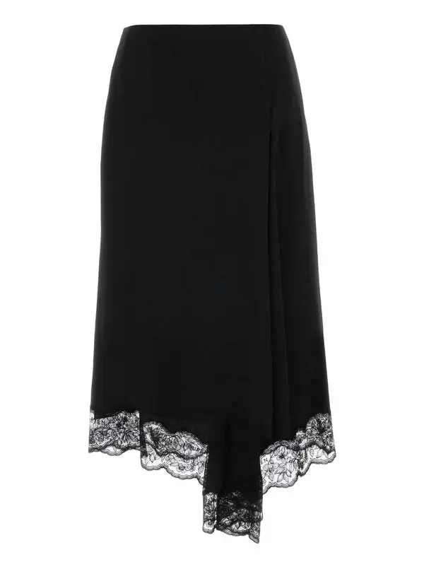 Alexander McQueen Lace Trimmed Crepe Skirt - Black