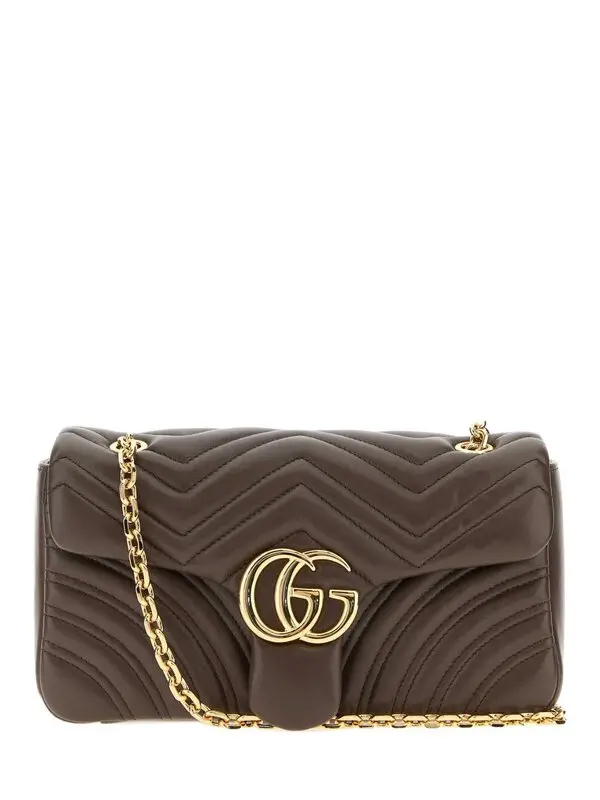 Gucci Medium Gg Marmont Shoulder Bag In Nappa Leather - Brown
