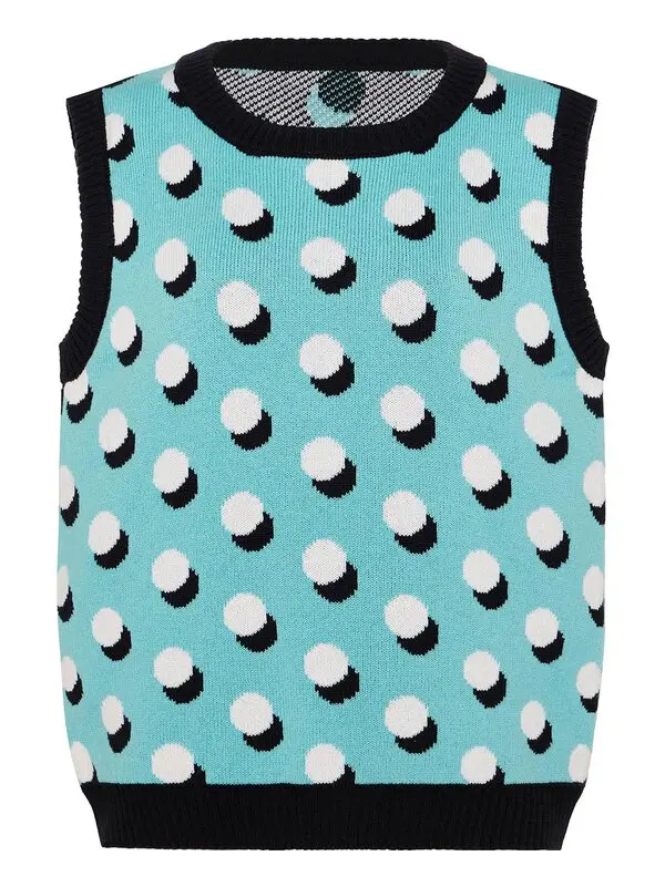 INGMARSON Polka Dot Oversized Knit Vest - Blue