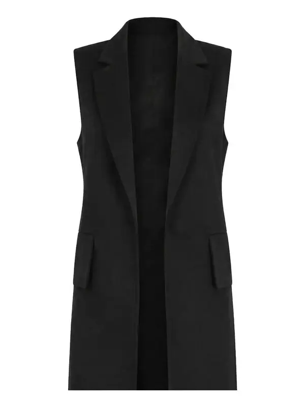Frank Lyman Notched Lapel Sleeveless Jacket - Black