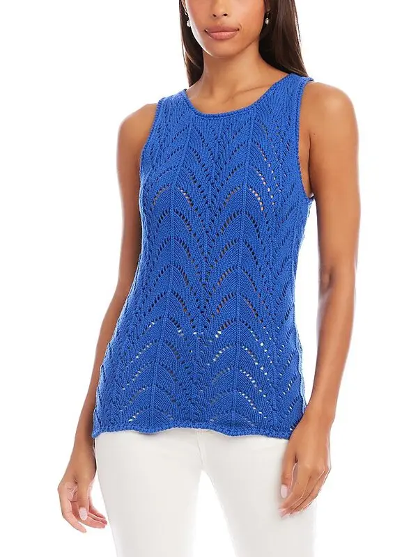 Karen Kane Crochet Sweater Tank Top - Blu