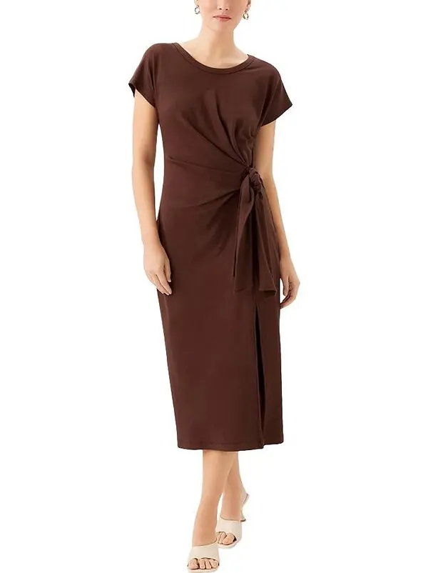 Fifteen Twenty Marisa Side Knot Midi Dress - Brown